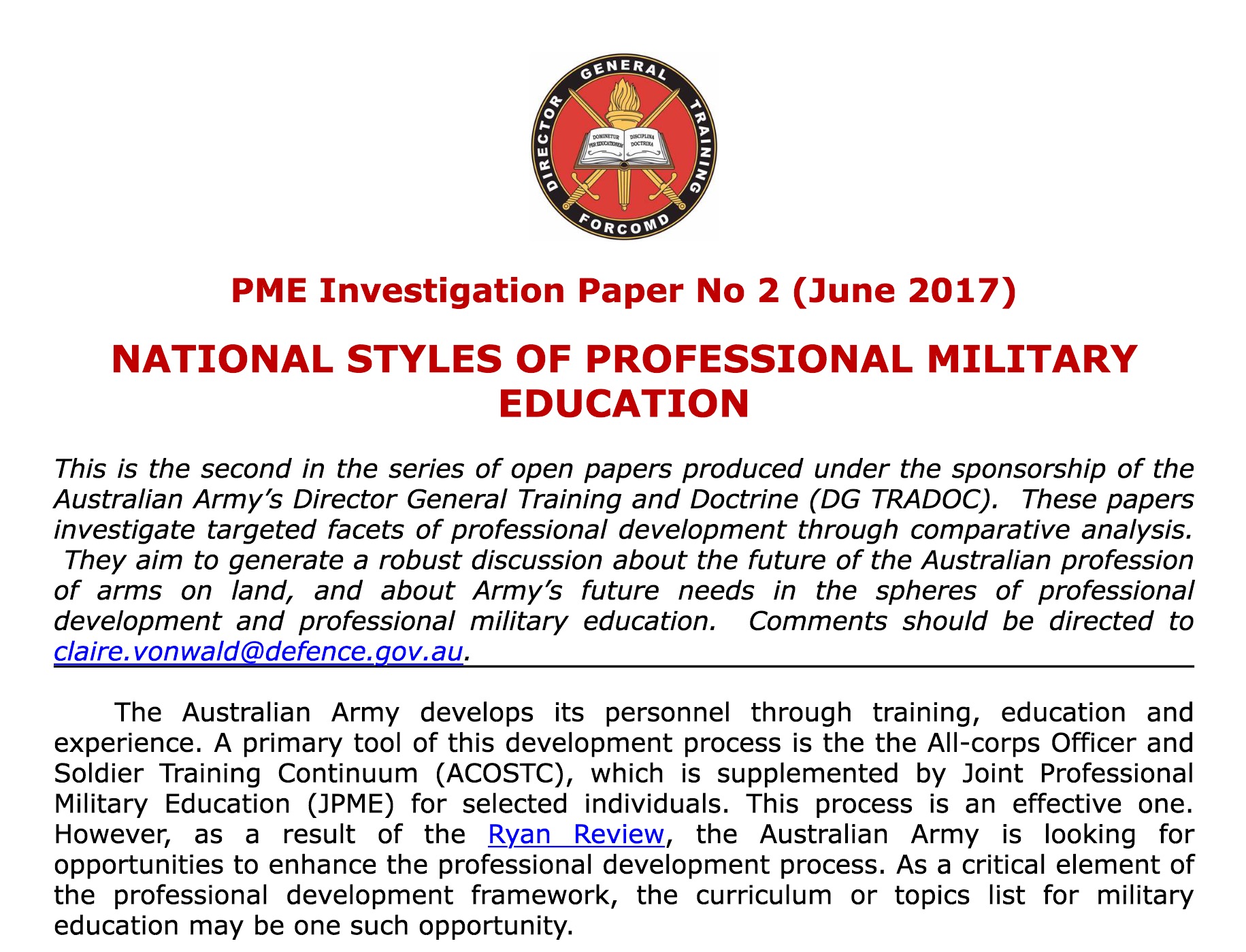 National Styles of Professional Military Education | The Cove